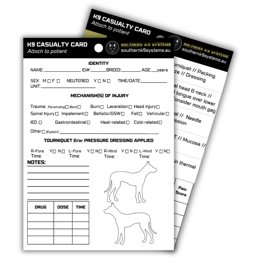 K9 Casualty Card | MWD Treatment Card – MyMedEquip